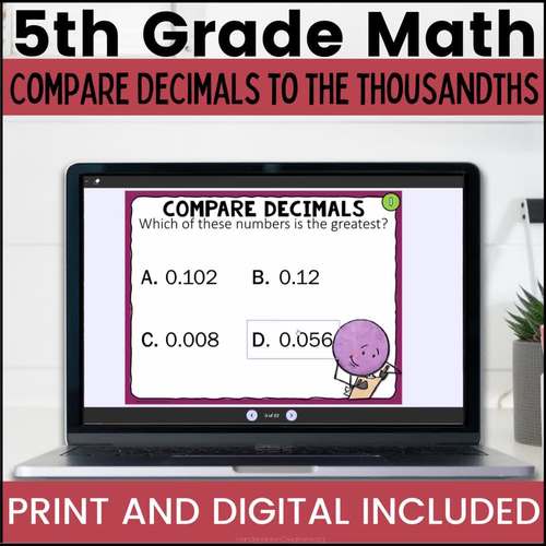 5th Grade Math Review Compare Decimals to the Thousandths | Back to School