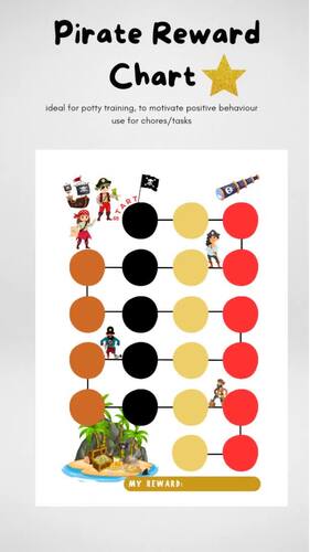 Pirates Sticker Behaviour Reward Chart Printable, Potty Training, Goals,