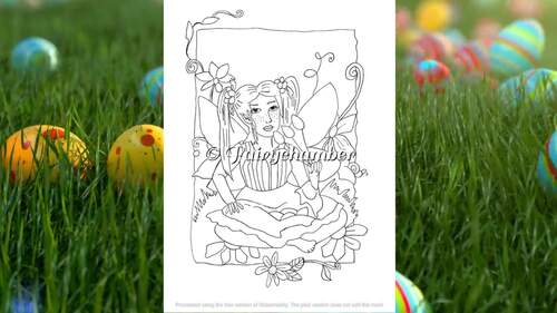 Easter Spring Fairy Coloring Page For Kids And Adults by Fairychamber