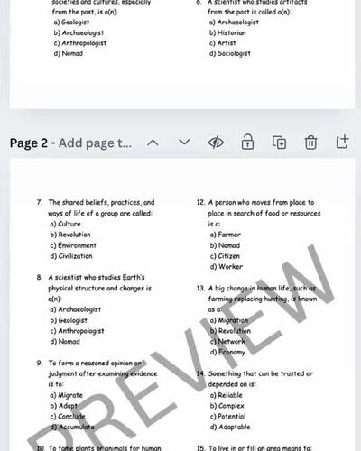 SAVVAS MYWORLD Topic 1: Origins of Civilization – Vocabulary Quiz ...