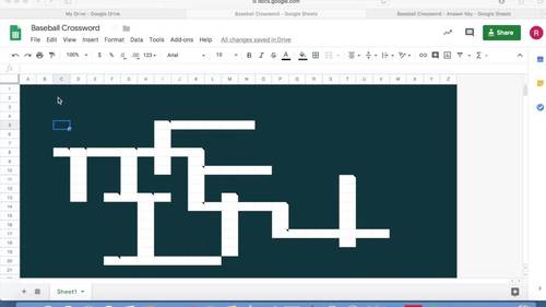 Summer Digital Crossword Puzzle (works with Google Sheets, Classroom)