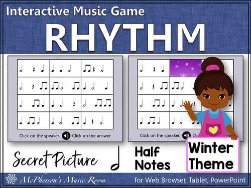 Winter Music Half Notes Interactive Rhythm Game {Reveal the Secret Picture}