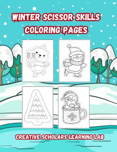 Winter Wonderland Scissor Skills Coloring Pages for Preschoolers