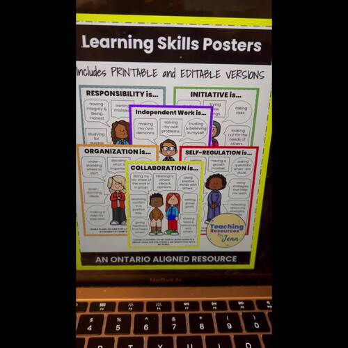 Learning Skills Posters, Back to School, Ontario Aligned Curriculum