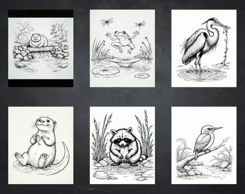 River Animals Coloring Book - Nature-Inspired Fun for All Ages | TPT