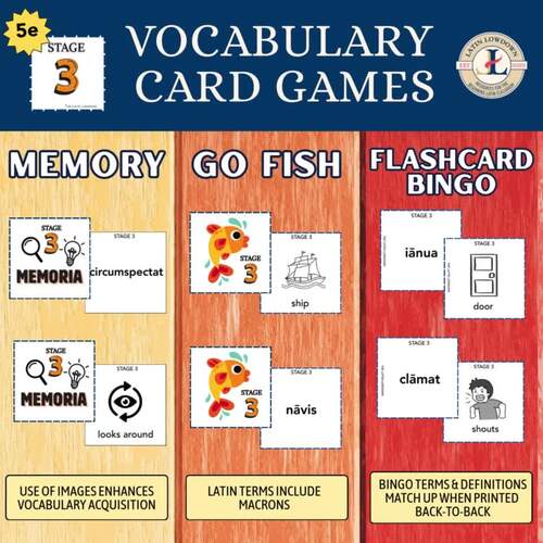 Vocabulary Card Games - CLC Stage 3 (5e) | TPT