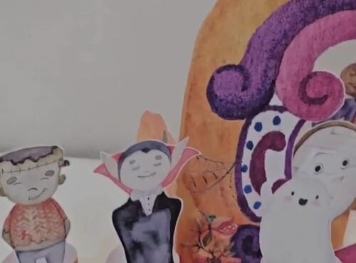 Pumpkin Theater Printable, Halloween Paper Puppet, DIY Kids Paper Craft