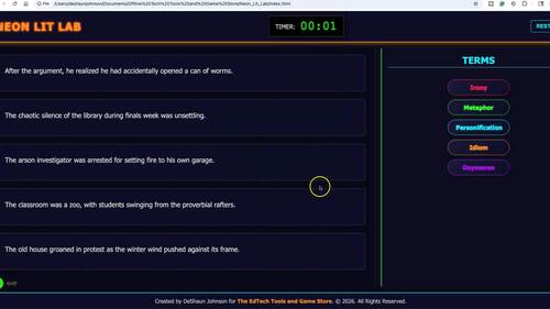 6th Grade Figurative Language Drag-and-Drop Bell Ringer or Exit Ticket ...