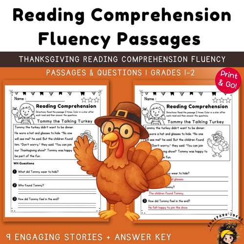 Thanksgiving Reading Comprehension Fluency Passages & Questions ...