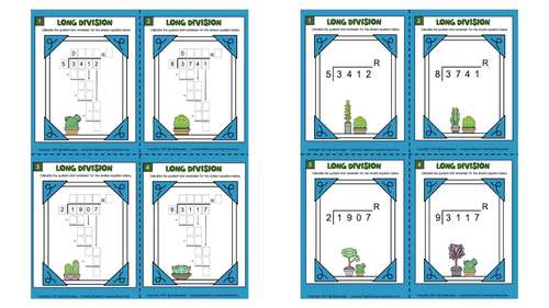 Long Division with Remainders 4 x 1 Print and Digital Mini Bundle