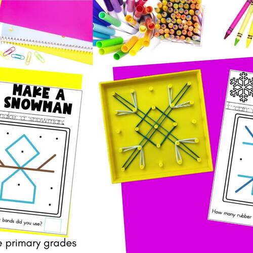 Winter Math Centers Winter Geoboard Shapes by I Love 1st Grade