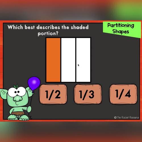 Halloween Fractions BOOM™ Cards | 2.G.3 by The Rocket Resource | TPT