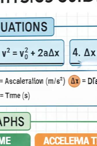 Kinematic Equations and Motion Graphs Poster – High School Physics Guide