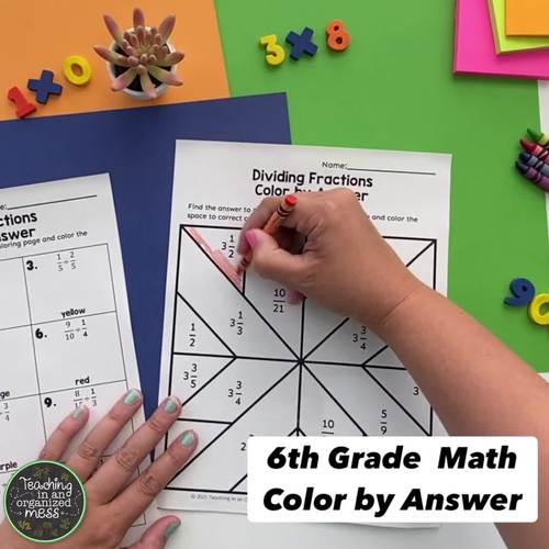 6th Grade Math Coloring Pages-Color by Answer 6th Grade Math TEKS