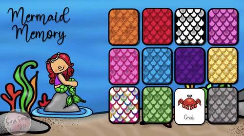 Mermaid Memory Virtual Game by Sing Song SLP | TPT