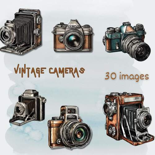 Vintage Camera Clip Art Set, Retro Camera Bundle, Nostalgic Camera ...