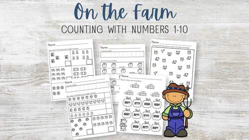 Counting to 10 Farm Worksheets | Writing Numbers 1-10 | Missing Numerals