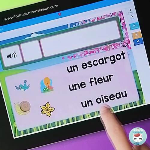 Distance Learning French Spring Vocabulary Practice FRENCH BOOM CARDS