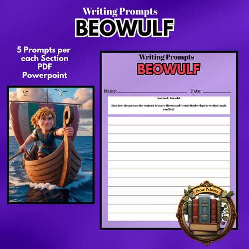BEOWULF - ELA Literature Writing Prompts for Novel Poem Study by Prose ...