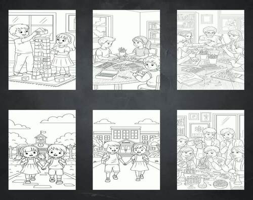 Friendship & Teamwork at School Coloring Pages | Building Social Skills