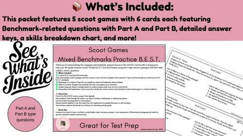 3rd Grade FAST ELA Mixed Benchmark Scoot Cards Test Prep FAST | TPT