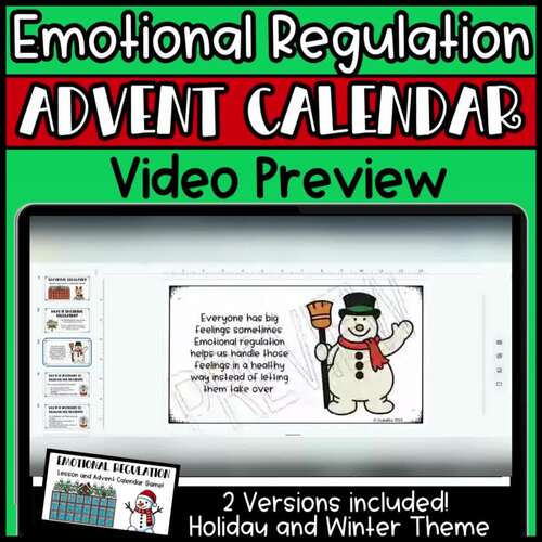 Advent Calendar Emotional Regulation Lesson and Review Games Christmas ...