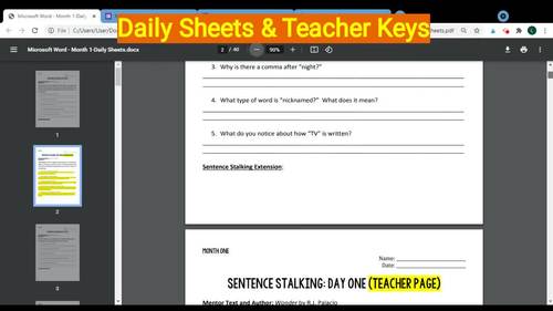Mentor Sentences for Middle School | Months 4-6 Grammar & Vocab Bell ...