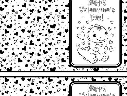 Valentine’s Day Coloring Cards, Dinosaur Valentine, Valentines Craft ...