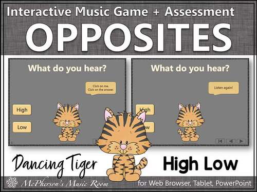 High Low Interactive Music Game and Assessment {Dancing Tiger} | TPT