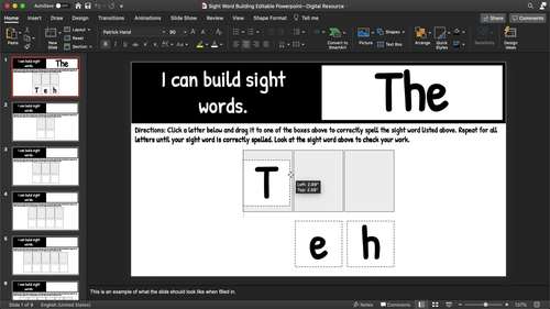 Sight Word Building Digital Worksheet--Editable by Learning and Rainbows