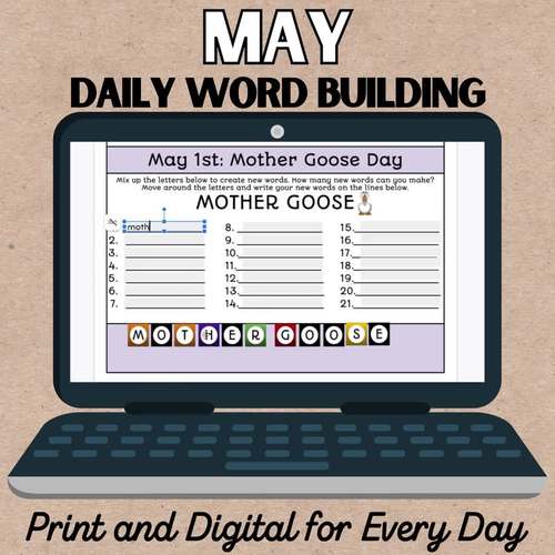 May Build A Word Printable and Digital Daily Holiday Word Work | TpT