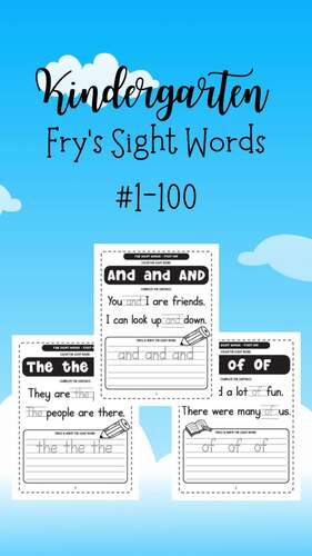 Kindergarten Sight Word Workbook- Fry Sight words 1-100 by Flower Power ...
