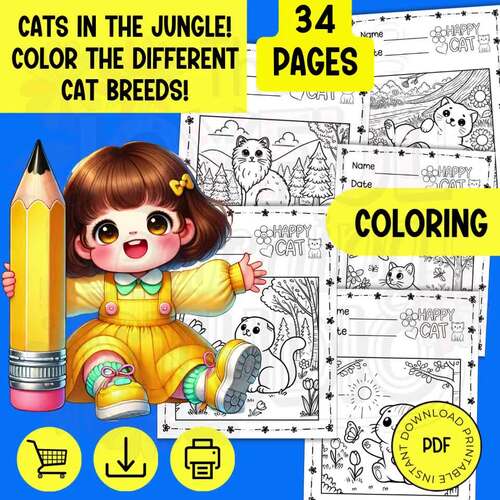 Cat Breeds Coloring Pages | Animals Coloring Sheets | Kitten Coloring ...
