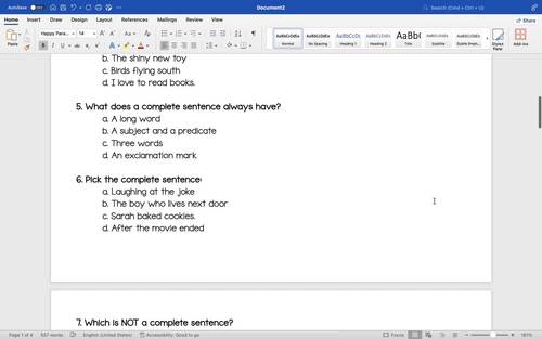 Complete Sentences v Sentence Fragments Worksheet | Practice | Quiz
