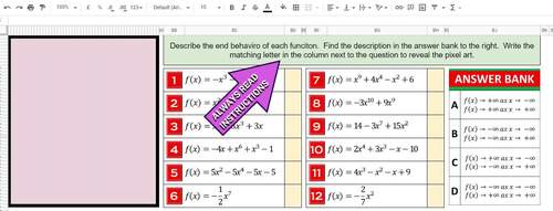 PIXEL ART: End Behavior of Polynomial Functions DISTANCE LEARNING