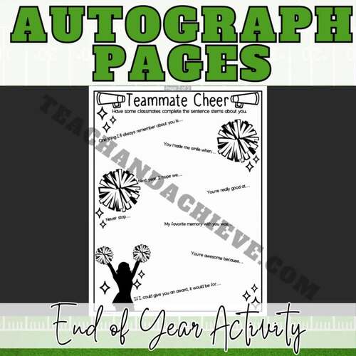 Yearbook Autograph Page, Class Autograph Page, End of Year Autograph ...