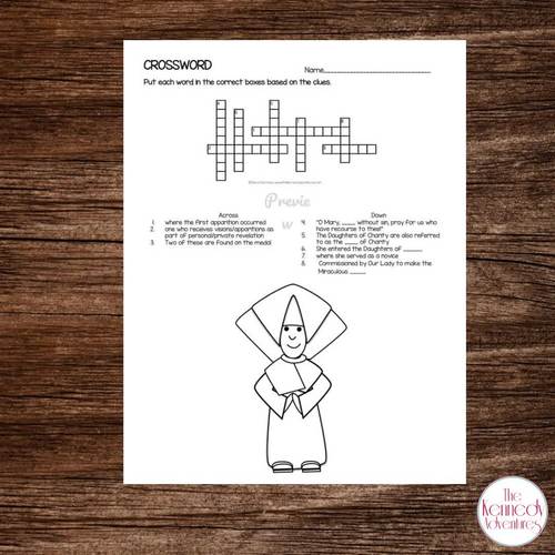 Catholic Saint Word Puzzles - No Prep Activity - St Catherine Laboure