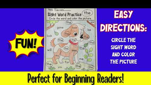 100 Sight Words / Animal-Themed Coloring Pages / Fry's First / Worksheets