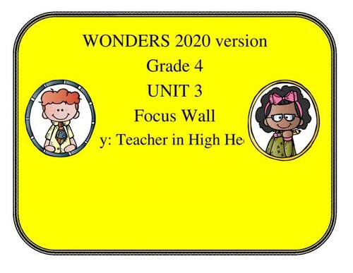 McGraw-Hill Wonders 2020 Grade 4 Unit 3 Focus Wall Bulletin Board