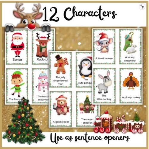 Christmas Themed Silly Sentence Cards for Kids Writing Activities