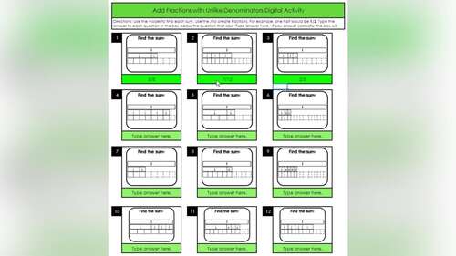 Add Fractions with Unlike Denominators Printable and Digital Activities