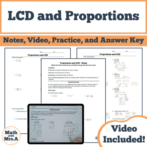 LCD and Proportions | Notes, Video Lesson, Worksheet | Algebra 1