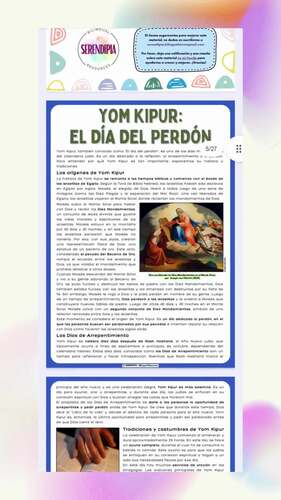 Yom Kippur Historia-Tradiciones LECTURA | Yom Kippur Spanish Reading ...