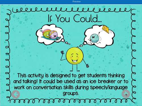 If You Could... Boom Cards Ice Breaker Speech Therapy Conversation Skills