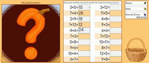 Thanksgiving Multiplication and Division Facts Mystery Picture Pixel ...