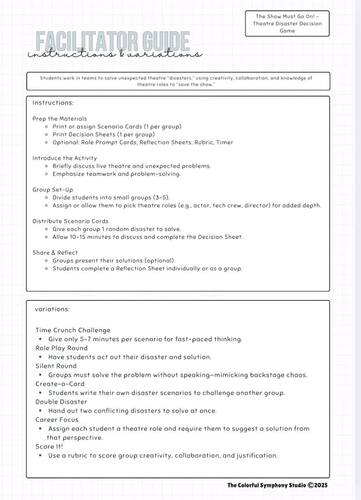 The Show Must Go On! | Theatre Disaster Scenario Game | Drama Teamwork ...
