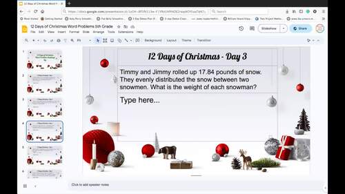 12 Days of Christmas Word Problems - 5th Grade Math by Home Run Homeroom