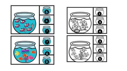 Under the Sea Clip Cards Number Sense number recognition 0-10 count the ...