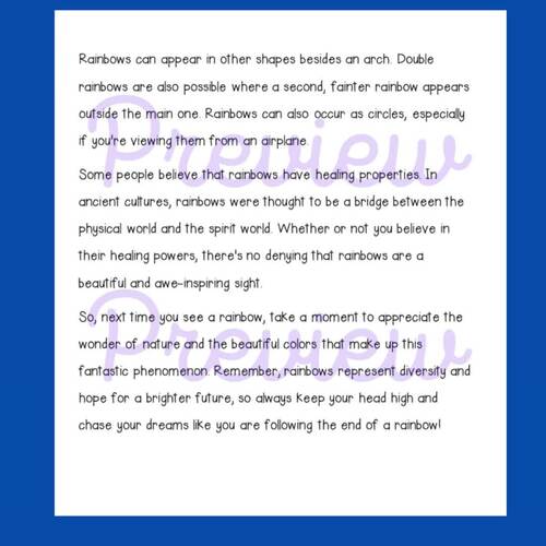 All About Rainbows – Spring Reading Comprehension | Informational Text