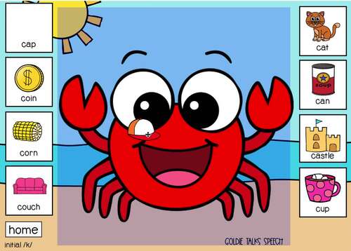 Feed the Crab K and G Sounds Articulation Boom Cards | Speech Therapy
